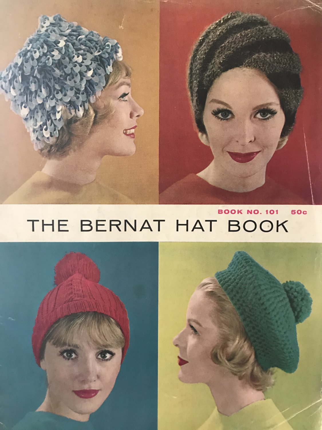 Hats Berets Beanies Vintage Knitting Crochet Pattern Bernat Hat Book 101