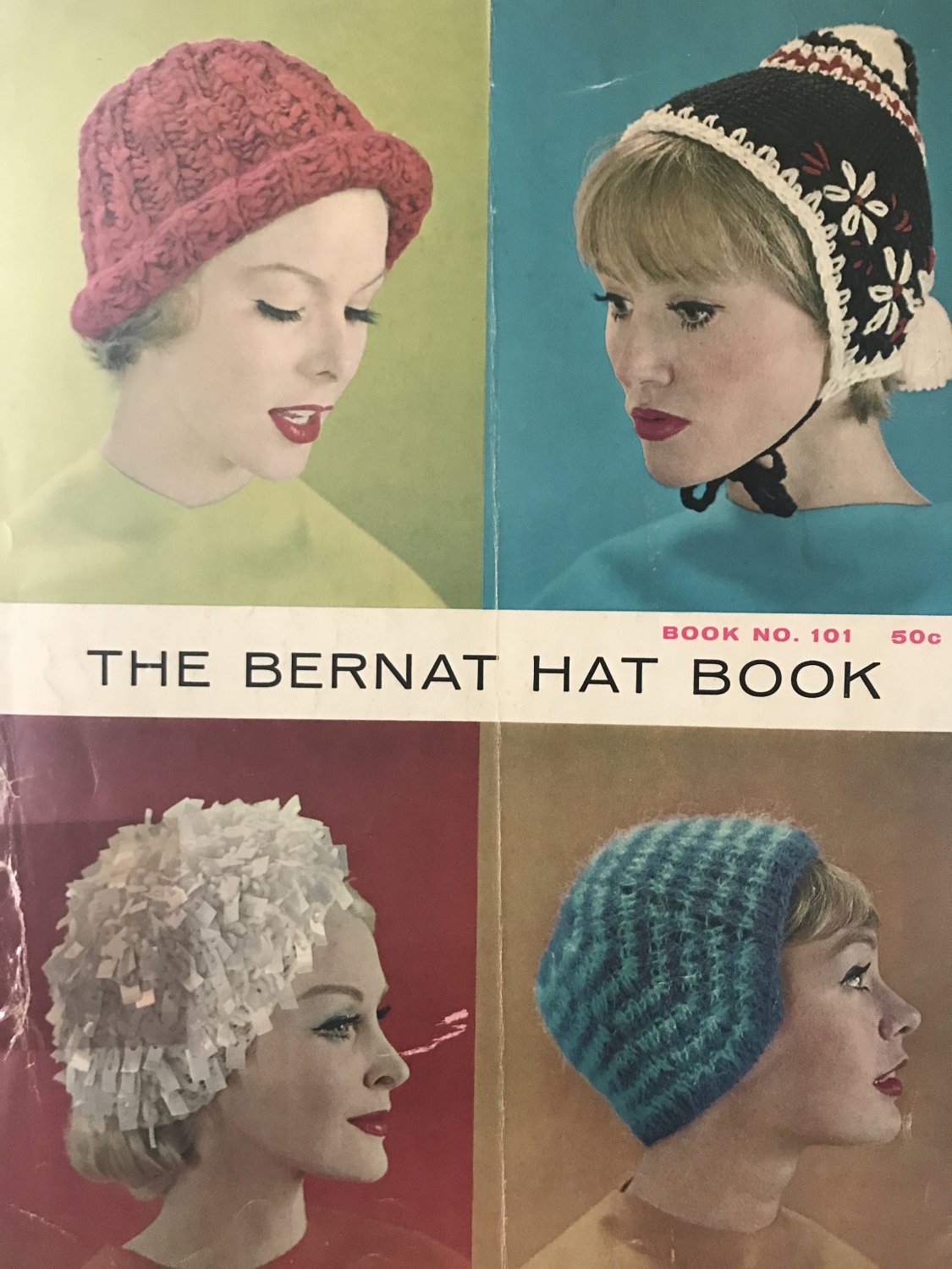 Hats Berets Beanies Vintage Knitting Crochet Pattern Bernat Hat Book 101
