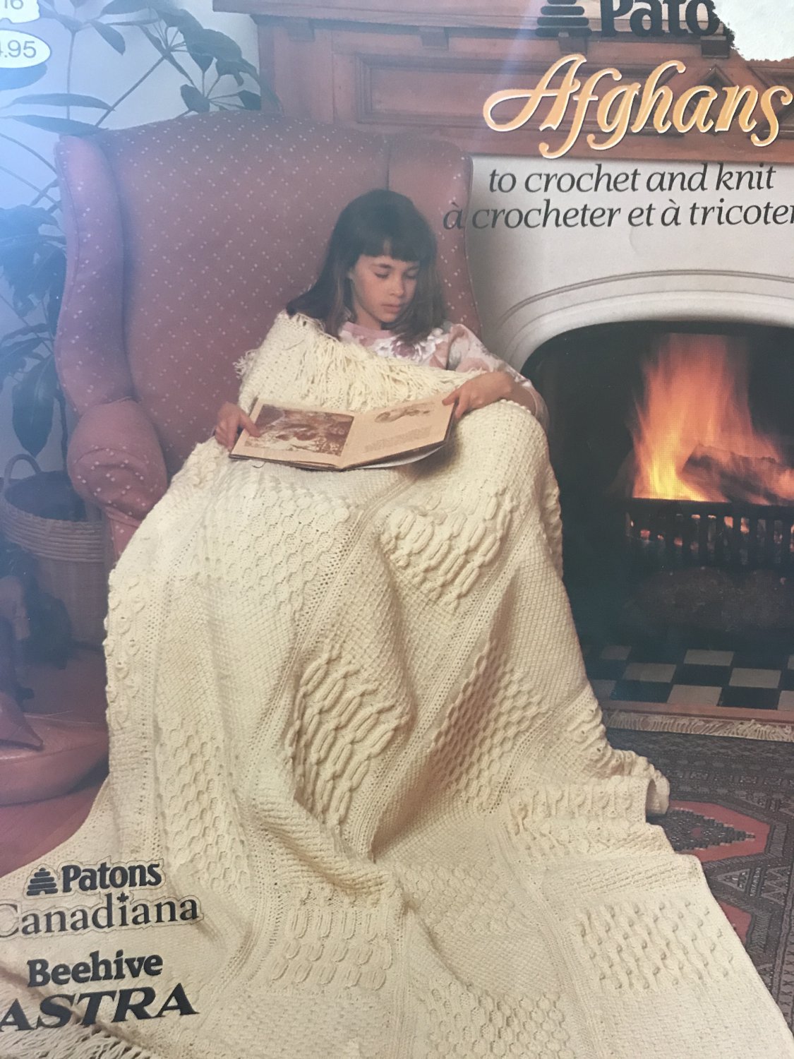 Knit & Crochet PATONS AFGHAN PATTERNS, Aran, Native, Ocean Waves, Team ...