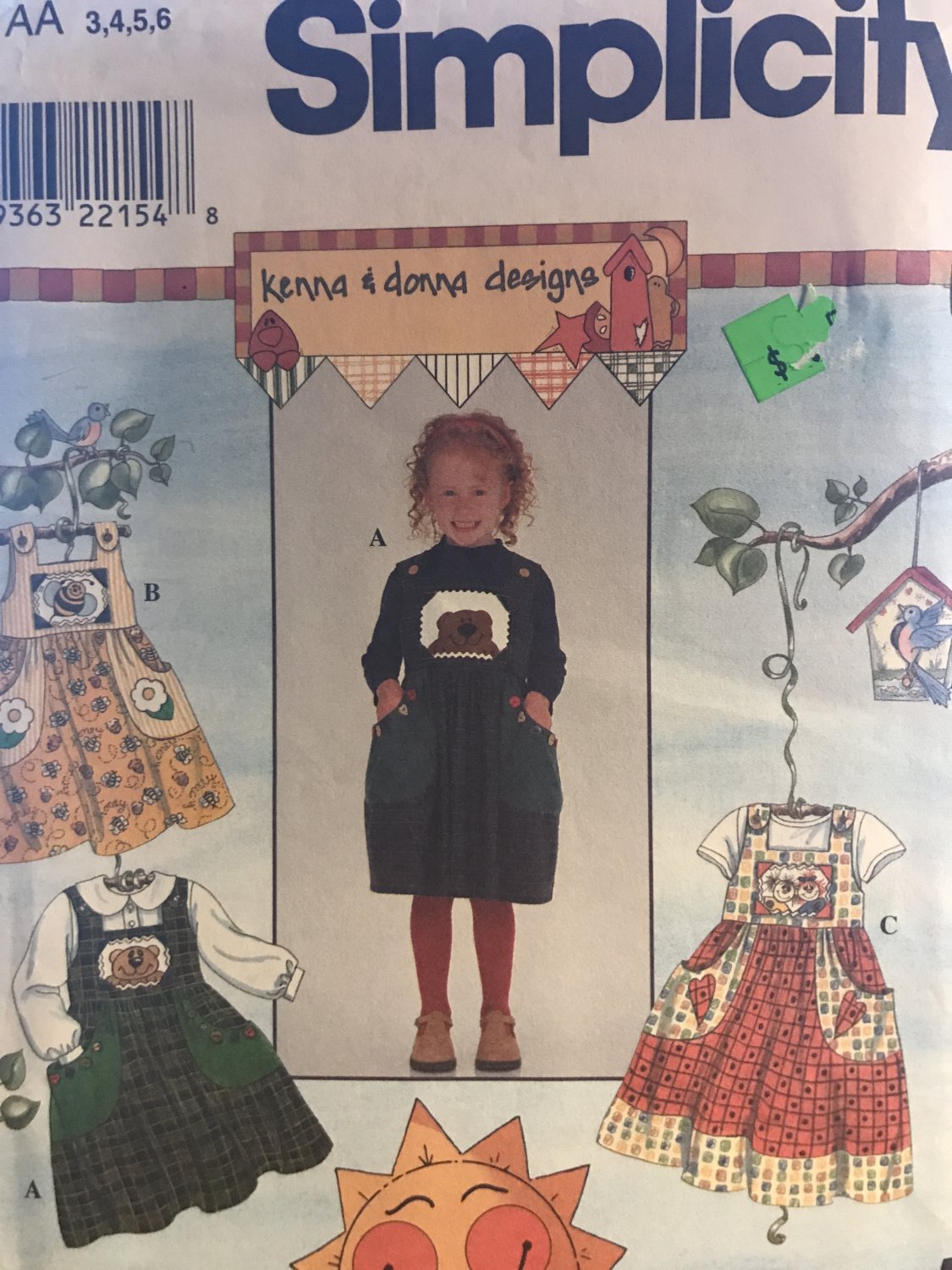 Simplicity 8389 Girls' Jumper with appliques Sewing Pattern size 3 4 5 6