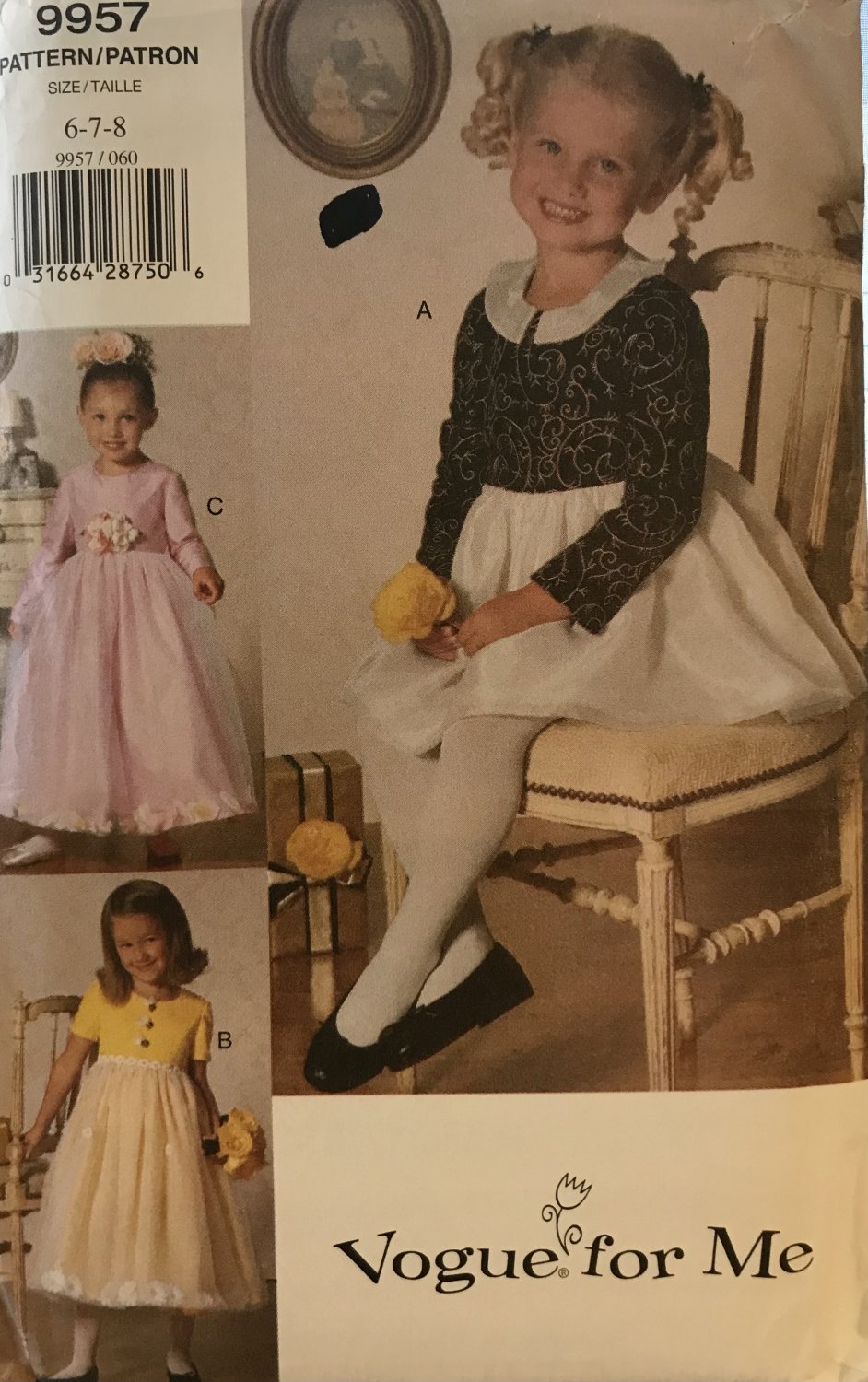 Vogue 9957 Child's dress sewing pattern Sewing Pattern size 6 7 8