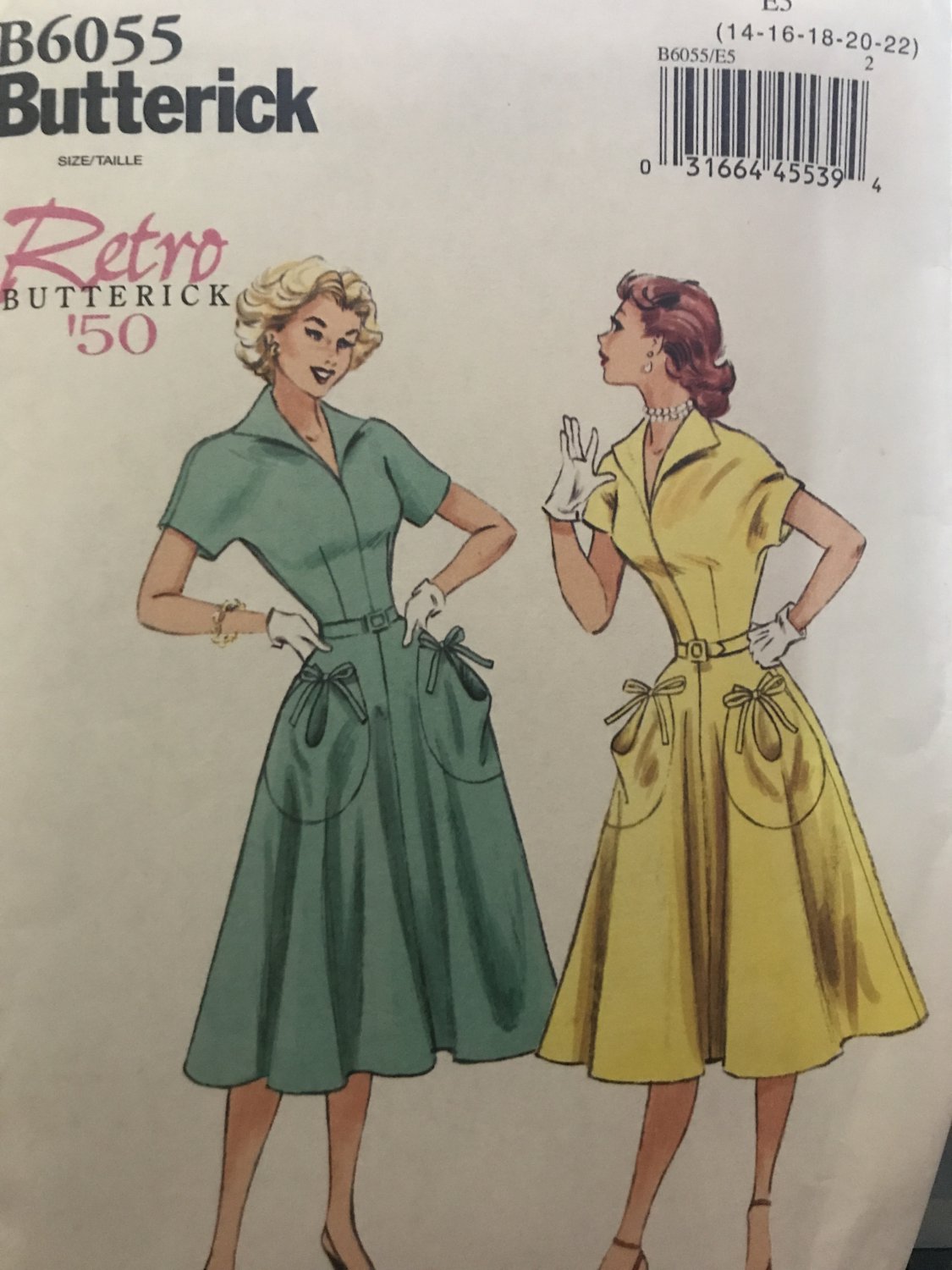 Butterick 6055 Retro Dress sewing Pattern Size 14 -22