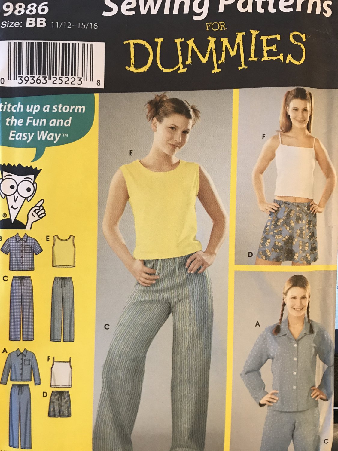 Simplicity 9886 Teen's Pajamas Sewing Pattern Size 11 1/2 - 15/16