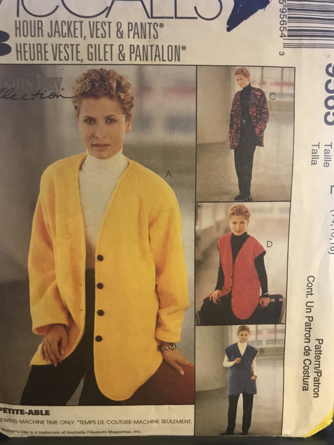 McCall's 9565 Misses' 3 hour Jacket Vest Pants Sewing Pattern size 14 16 18
