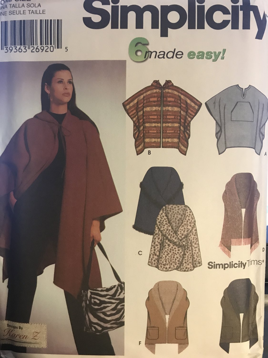 Simplicity 5424 Misses' Poncho and Wraps Sewing Pattern One Size