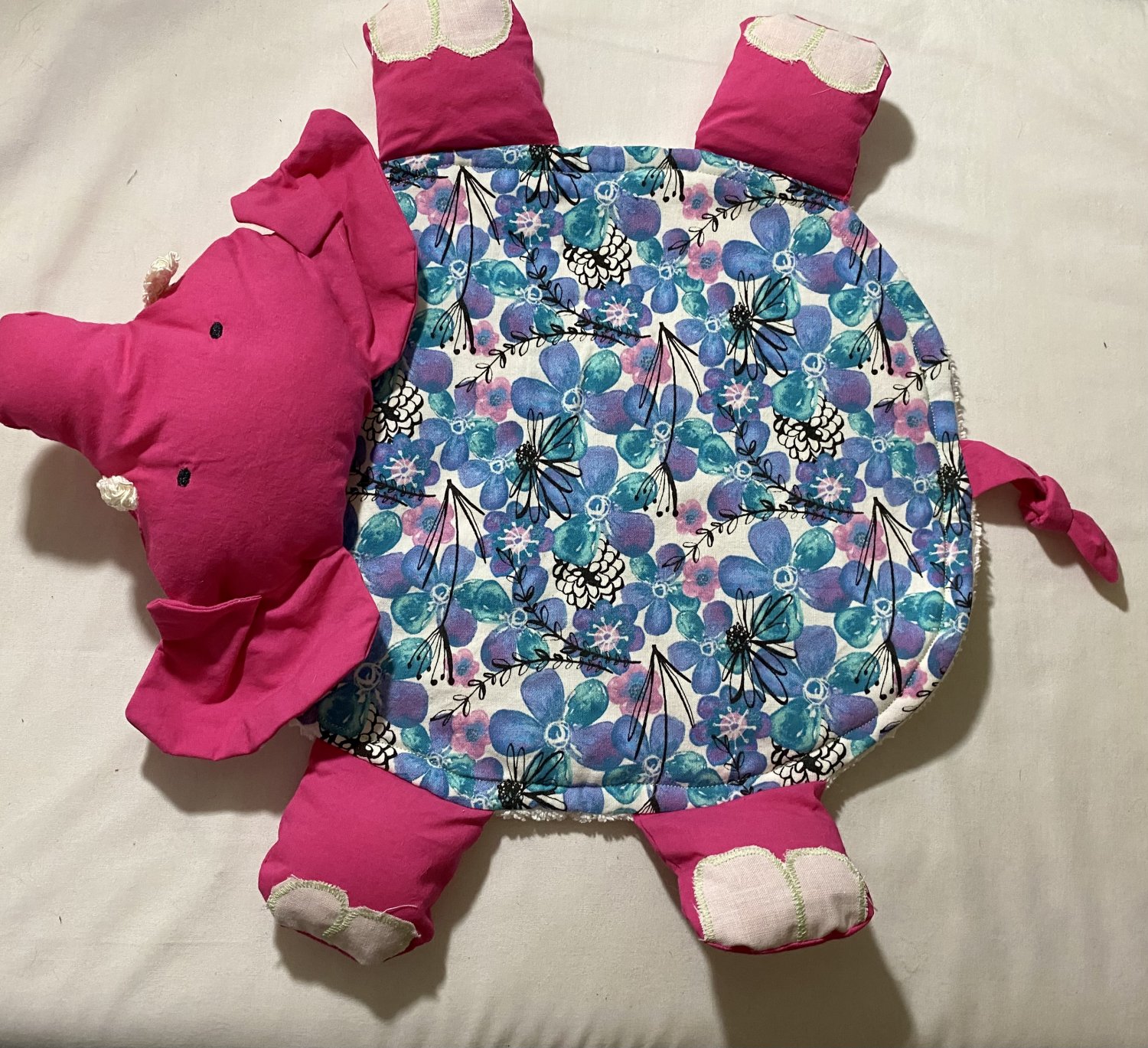 Elephant Floor Mop Handmade Handy for small spills Pink/Maroon Footmop ...