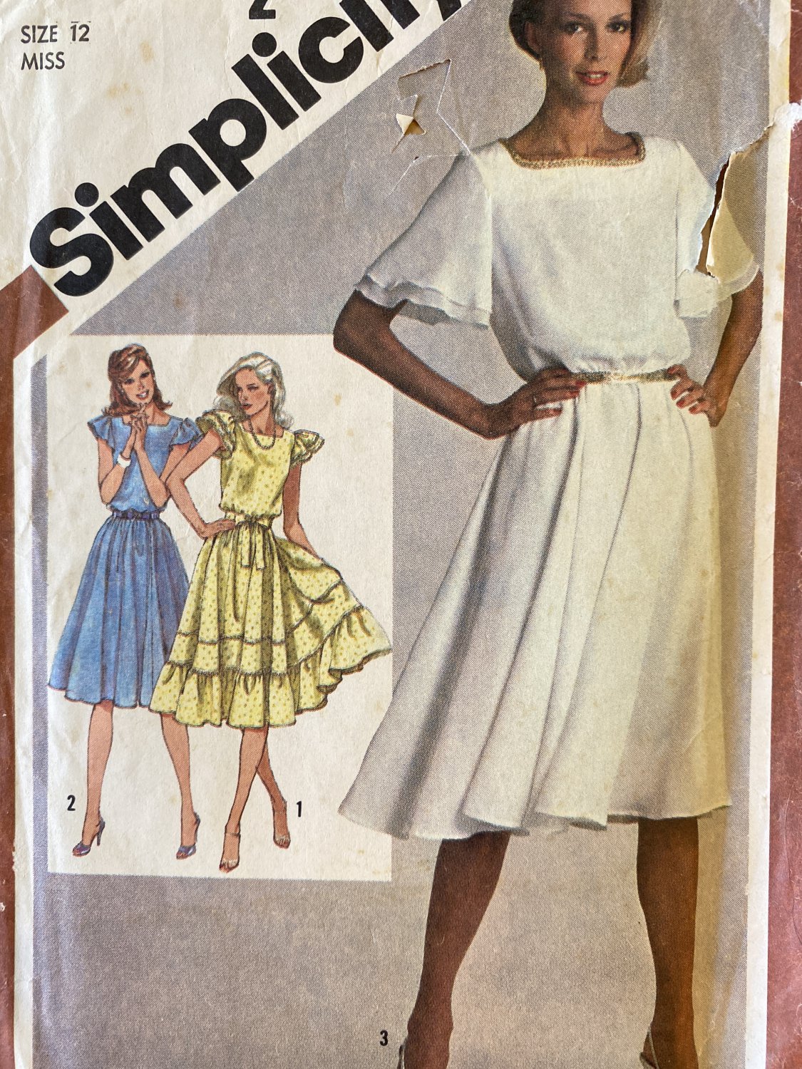 Simplicity 9869 Misses Dress Sewing Pattern Flutter sleeve, Square ...