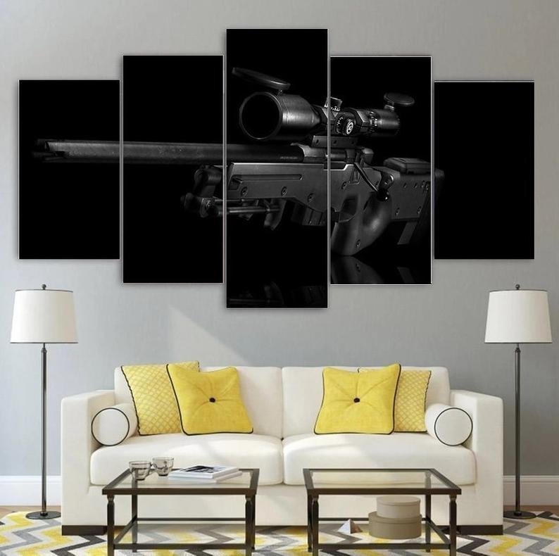 Sniper Rifle Canvas Guns Wall Art Framed Ammo Tactical Decor Framed ...