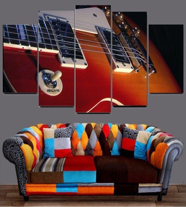 Red Gibson Les Paul Wall Art Canvas Framed Print Home Decor Gift Idea ...