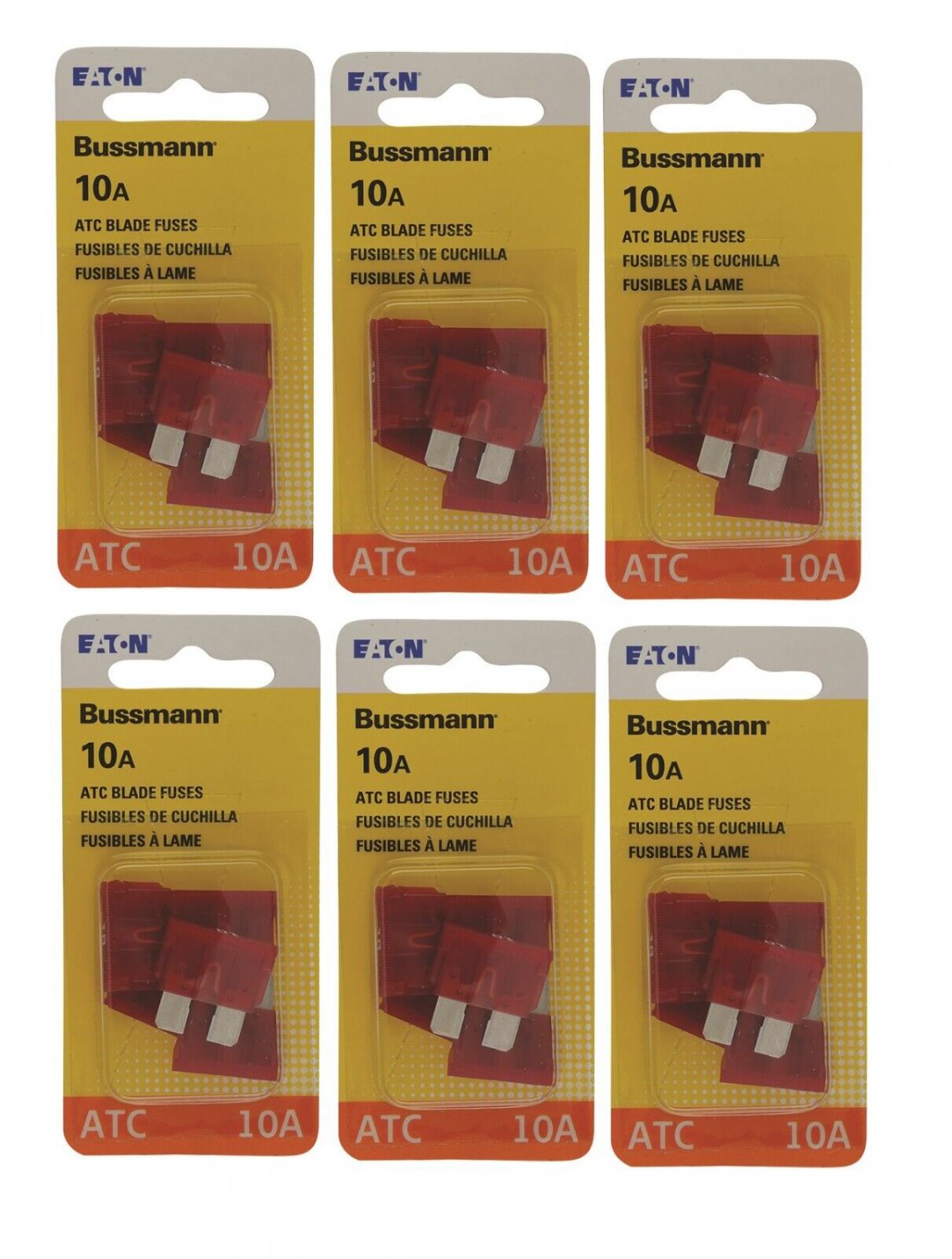 6~Bussmann 10 Amps ATC 32 V Red Blade Polycarbonate Fuses Easy ...