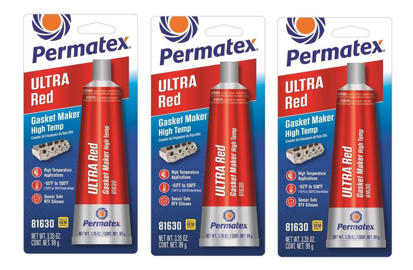 3~Permatex Ultra Red Gasket Maker High Temp 500° Sensor Safe RTV ...