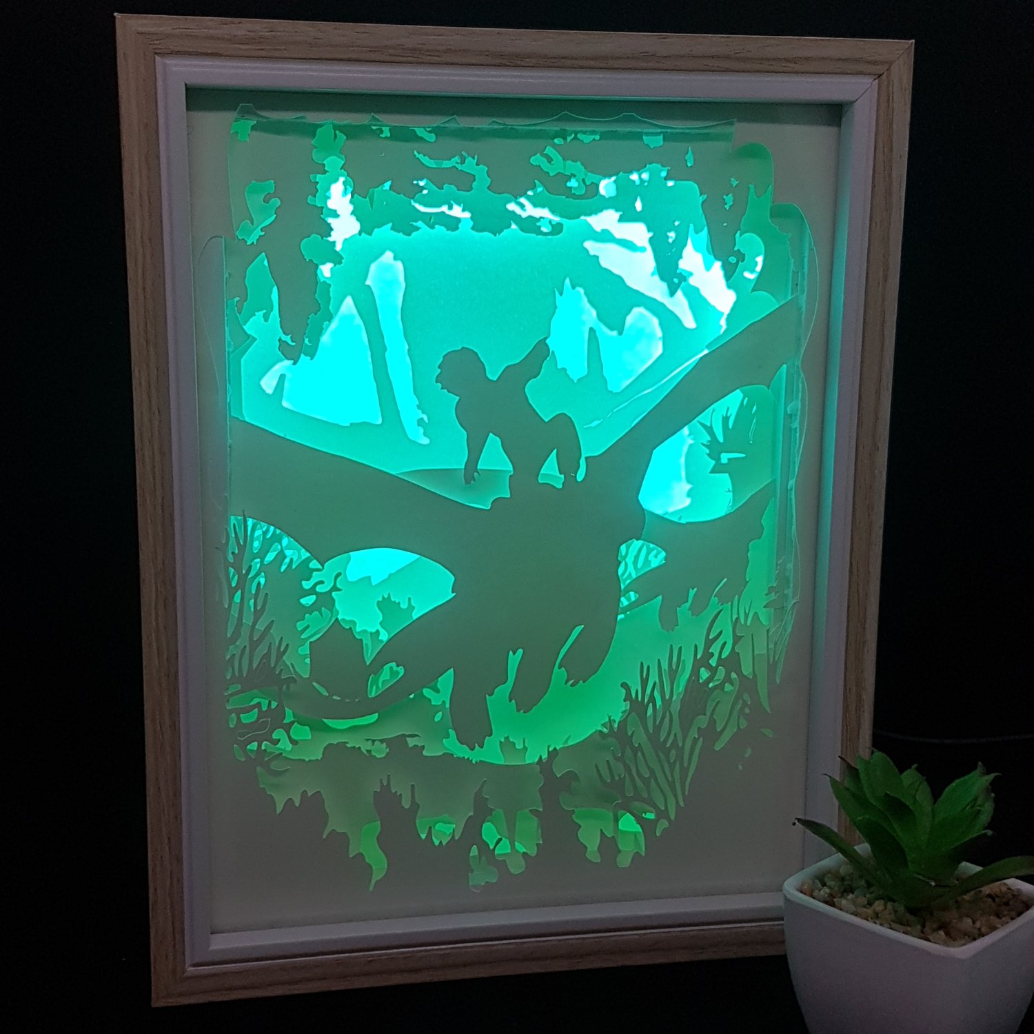 dragons inspired papercut shadow box, night light digital templet, svg ...