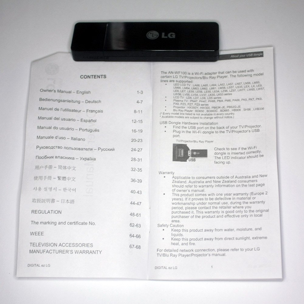 LG AN-WF100 Wireless WiFi USB Adaptor Dongle for LG LED LCD 2011-2010 ...