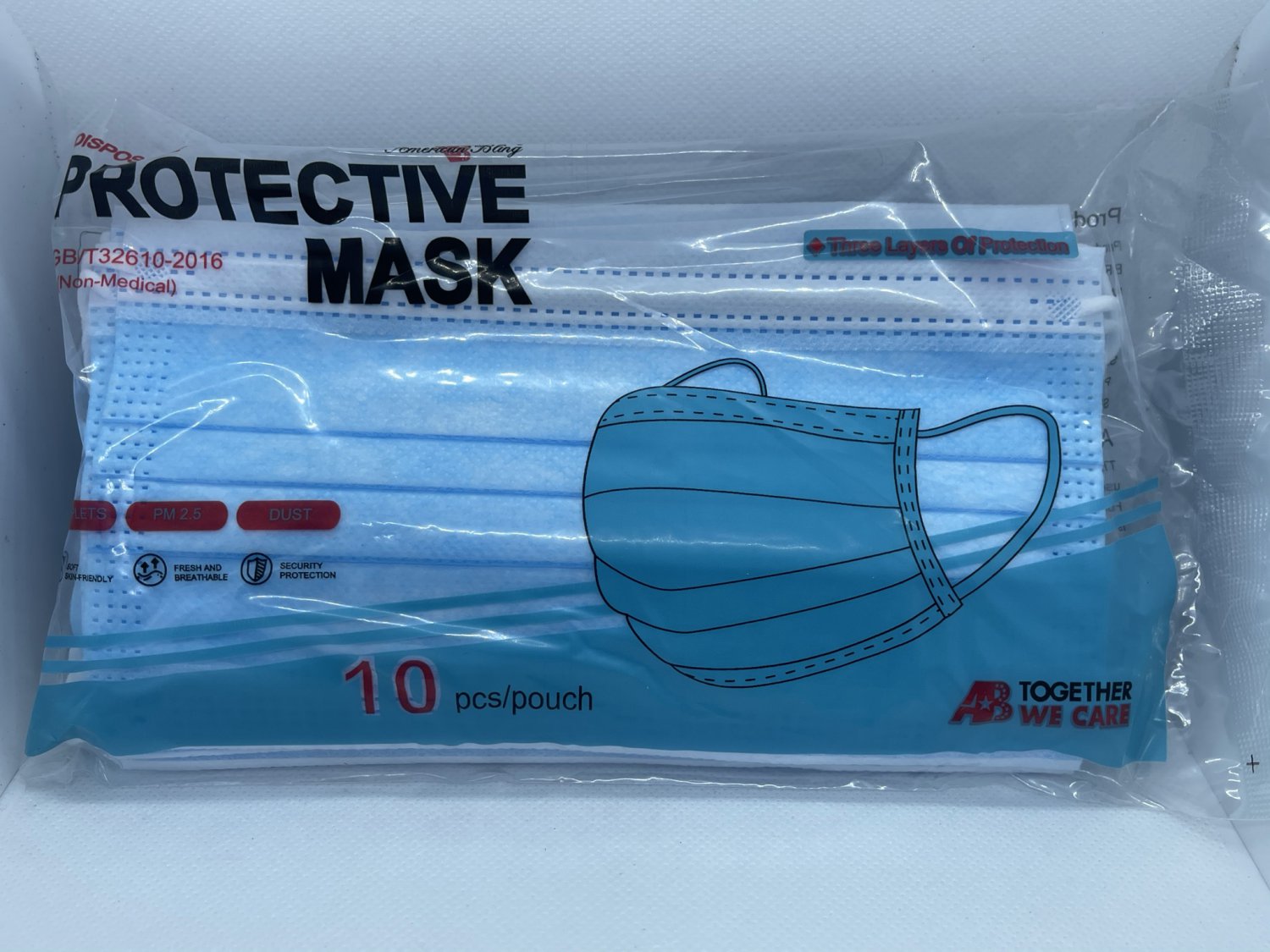 3 Ply Ear Loop Disposable Face Covering Mask Nose Pin 50 Masks