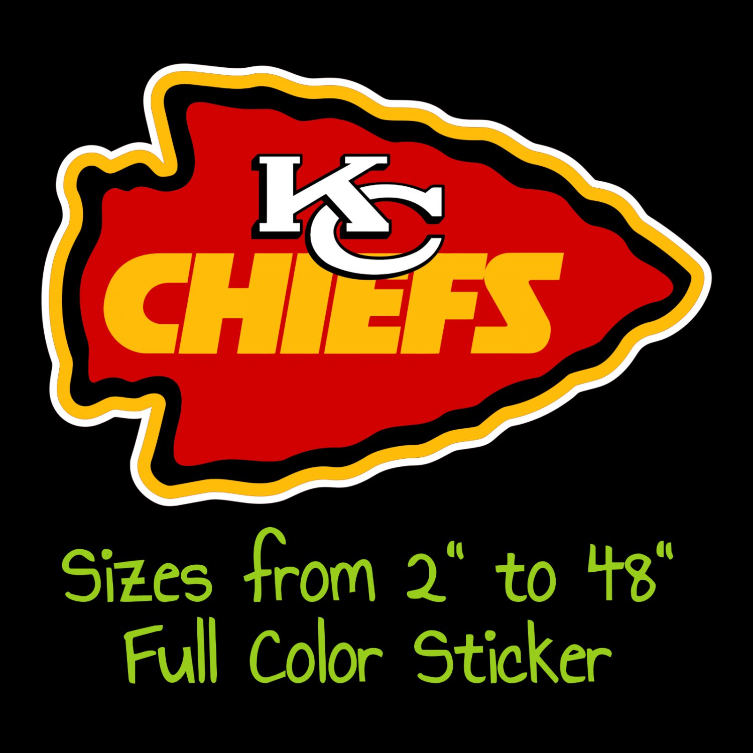 Kansas City Chiefs Full Color Vinyl Decal | Hydroflask decal | Cornhole ...