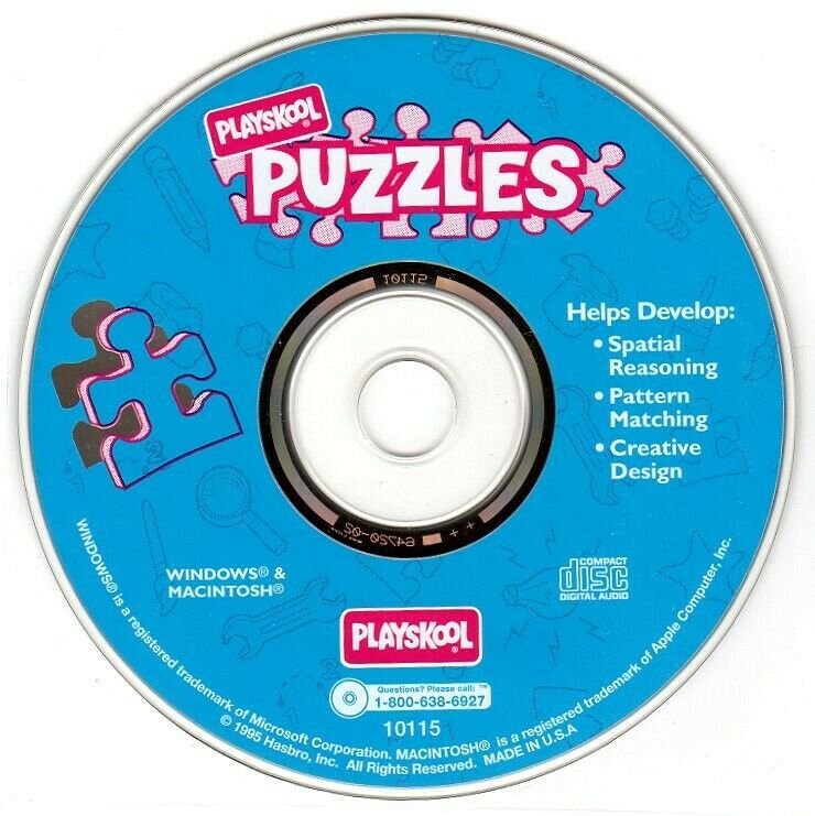 Playskool: PUZZLES (Ages 3+) (CD, 1995) for Win/Mac - NEW CD in SLEEVE