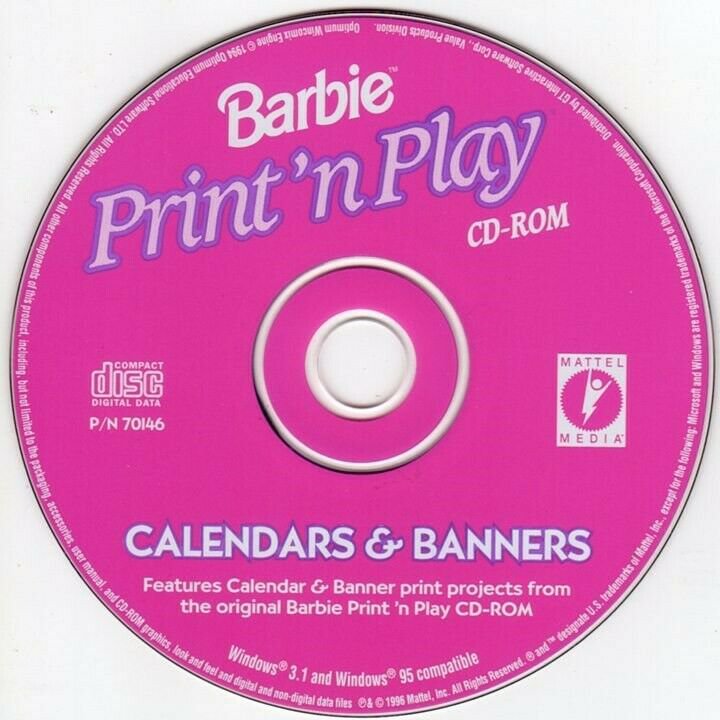 Barbie Print 'n Play Calendars & Banners (PC-CD, 1996) Windows -NEW CD ...