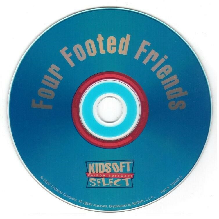 Four Footed Friends (Ages 3-6) (PC-CD, 1995) for Windows - NEW CD in SLEEVE