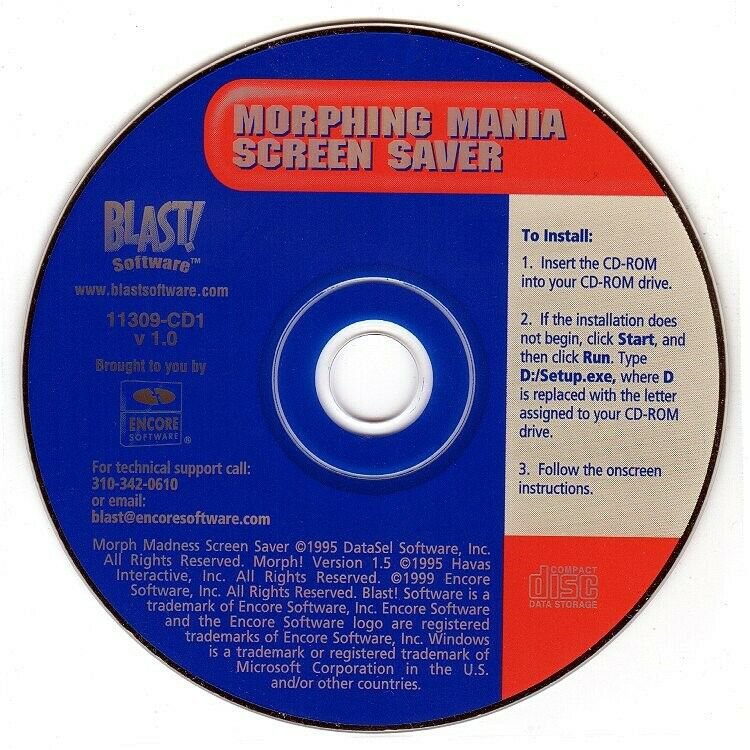 Morphing Mania Screen Saver PC-CD for Windows - NEW CD in SLEEVE