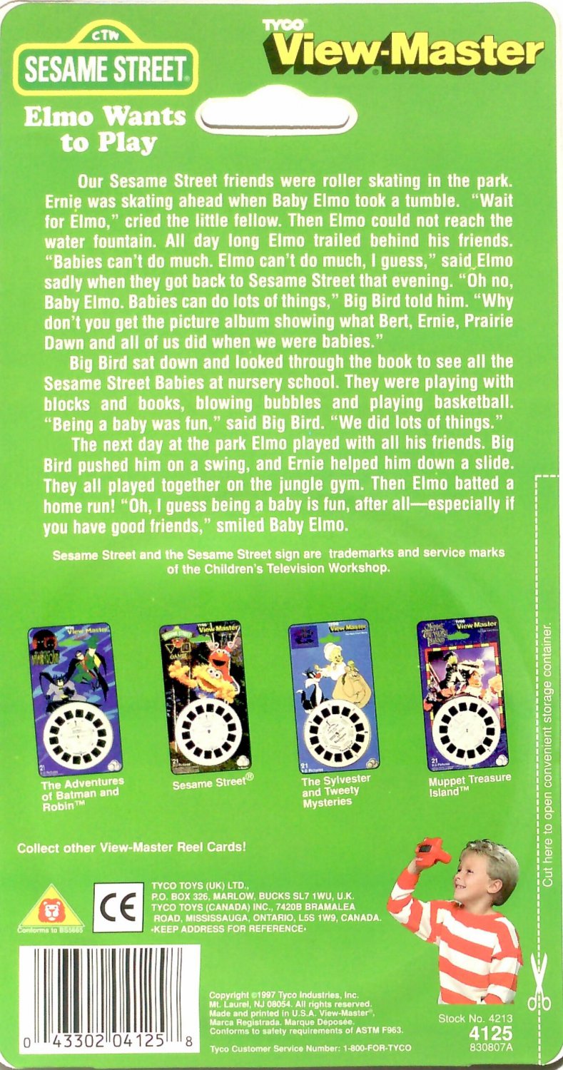 Sesame Street ELMO WANTS TO PLAY 3D View-Master 3 Reel Set 21 3d Images NEW