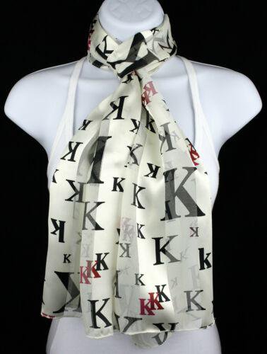 Letter K Name Scarf Womens Novelty Gift Scarfs Rectangle Ivory Scarves