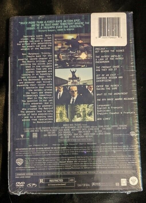 The Matrix Reloaded (Widescreen Edition) [DVD] NEW sealed DVD