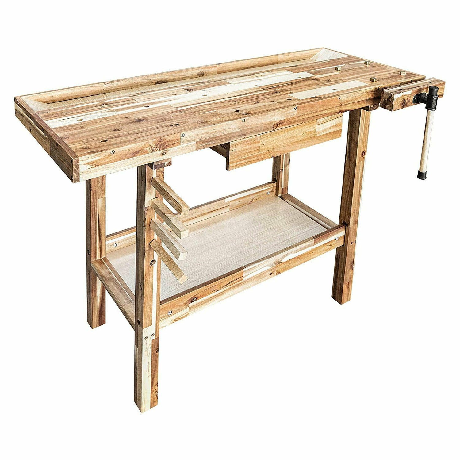 Olympia Tools 48 Inch Acacia Hardwood Woodworking Carpentry Workbench w ...