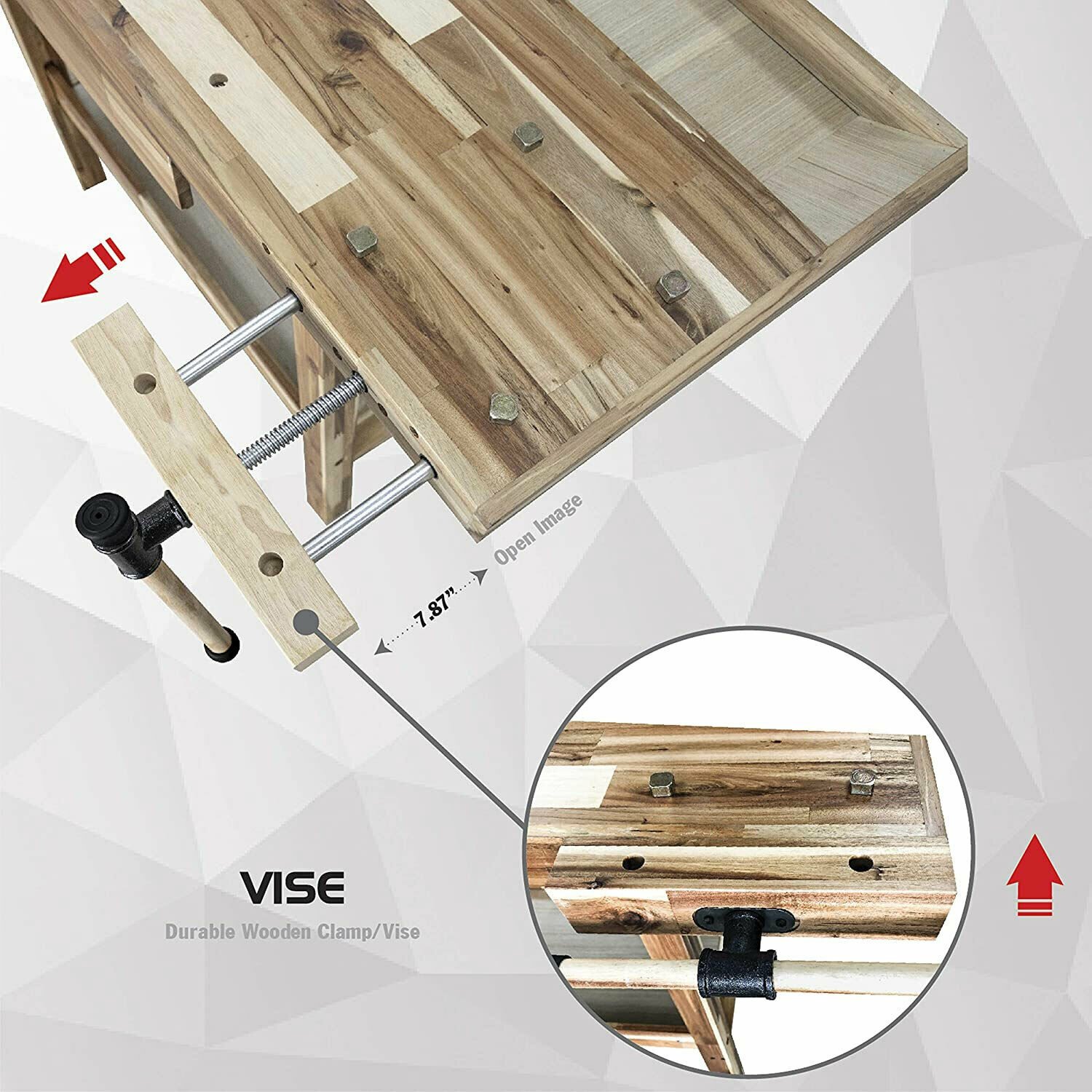 Olympia Tools 48 Inch Acacia Hardwood Woodworking Carpentry Workbench w ...