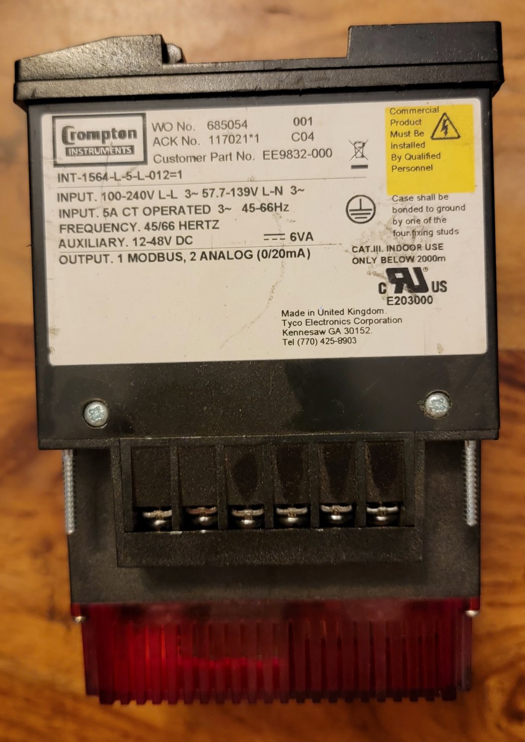 CROMPTON INTEGRA MODEL 1564 DIGITAL MULTIFUCTION TRANSDUCER INT-1564-L ...