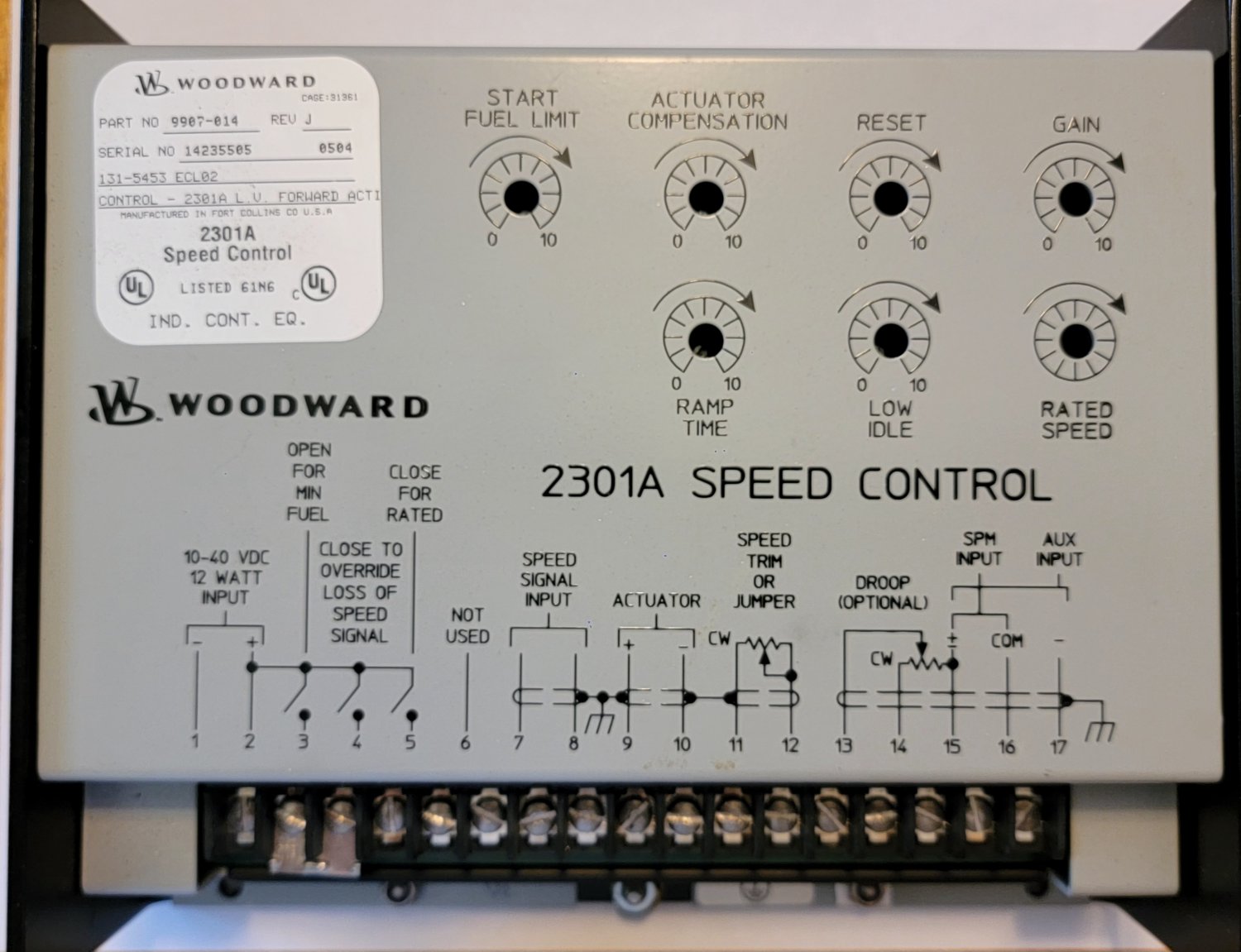 Woodward 2301A Speed Control 9907-014 Rev. J