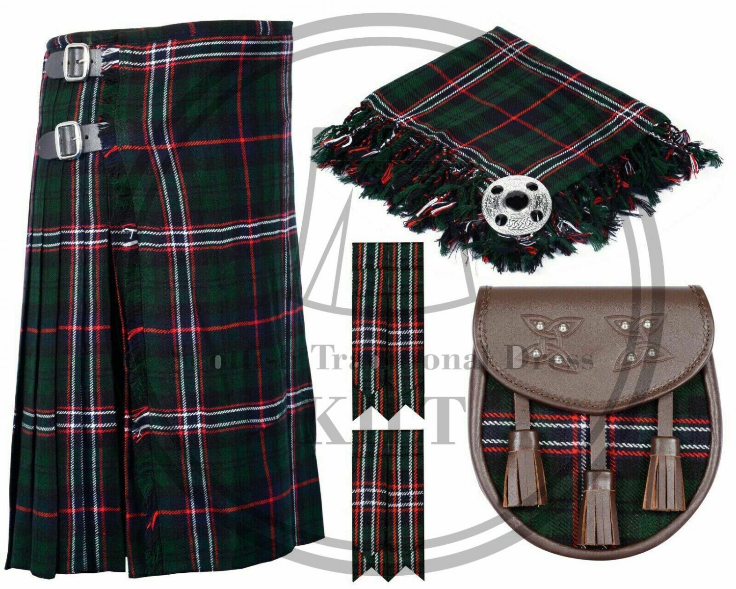 Scottish 8 Yard Traditional Scottish National Kilts & Matching Accessories Tartan Clan