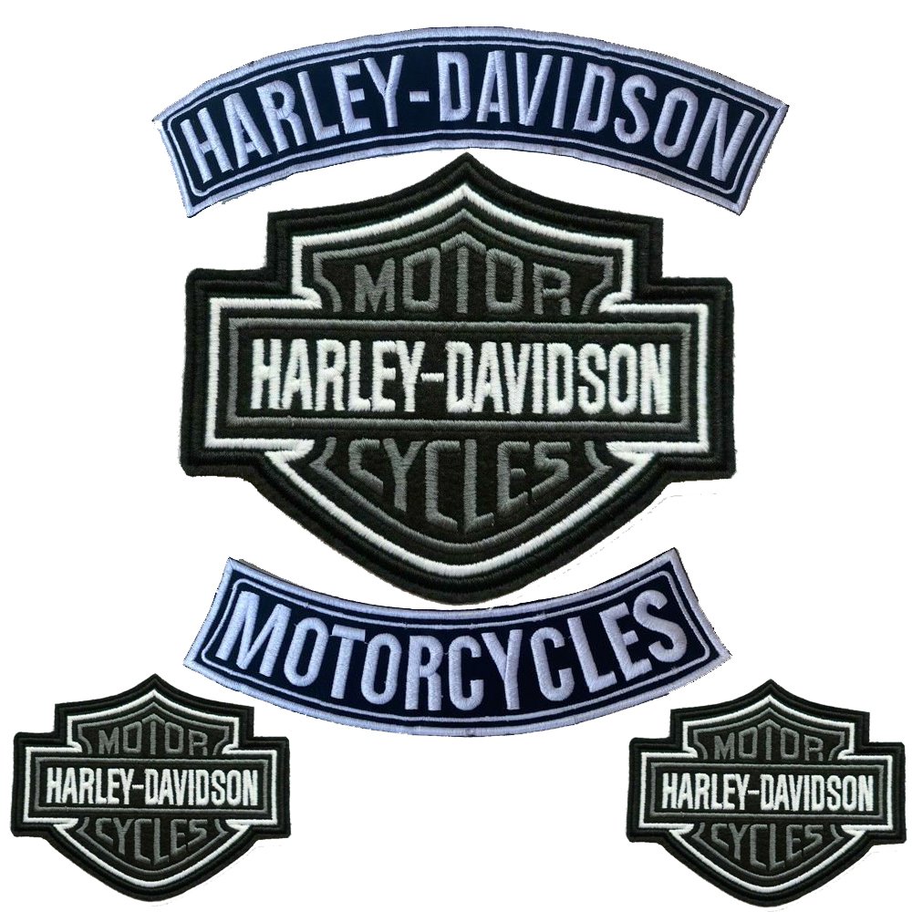 Harley Davidson Classic Gray Logo Sew-on Patch Top Bottom Rocker PATCH ...
