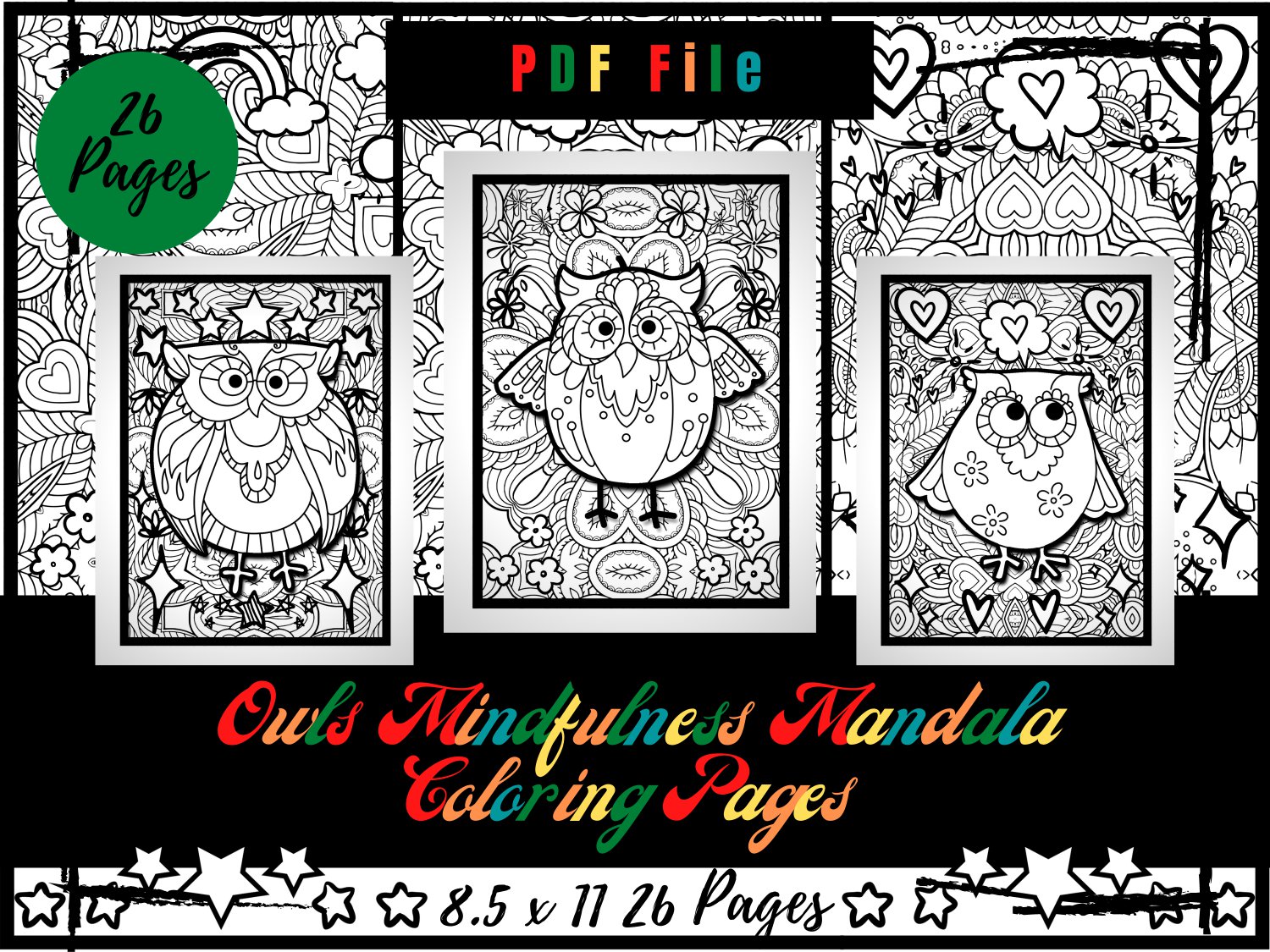 Owls Mindfulness Mandala Coloring Pages, Birds Printable Coloring ...