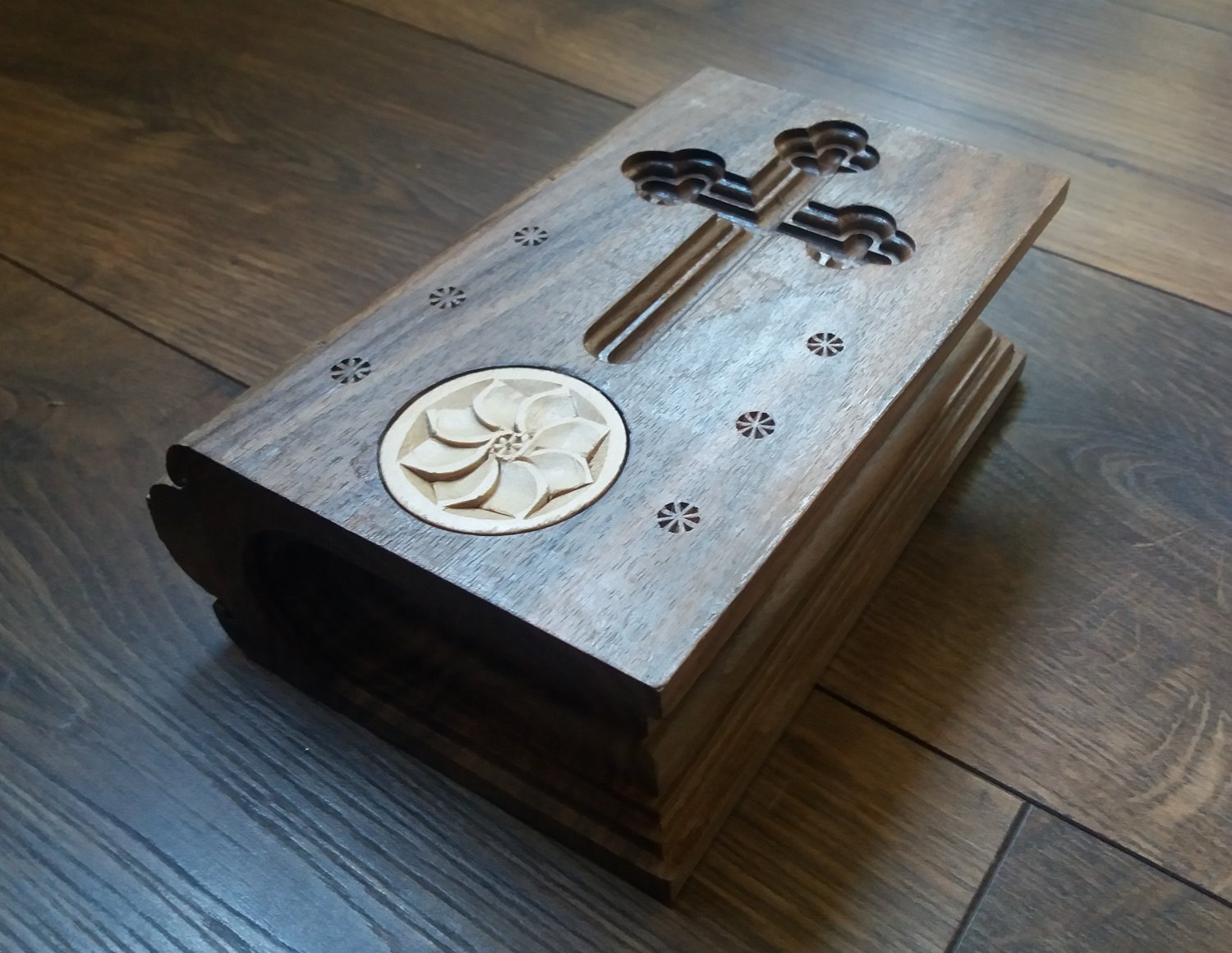 Decorative Wooden Bible with Eternity Sign, Secret Bible, Home Decor