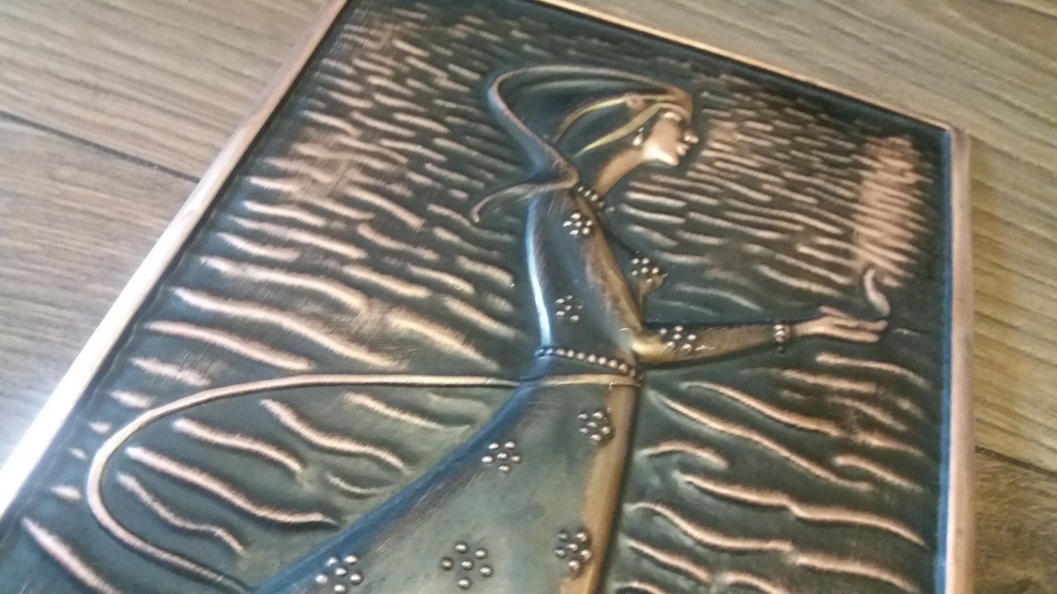 Vintage Embossed Copper Wall Decoration of the Legend of Tamar ...