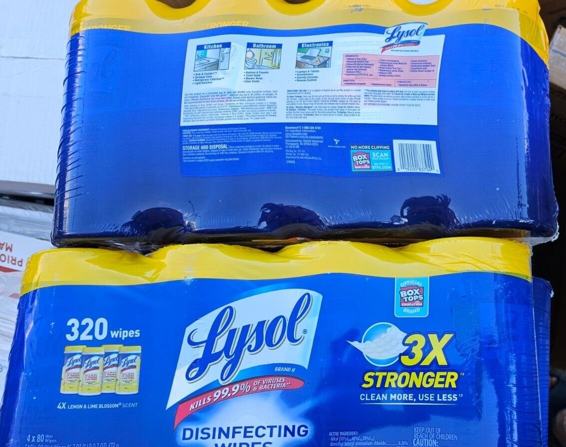 Lysol Disinfectant Wipes Antibacterial Multi-Surface 320 ct (4x80ct) 4 Pack