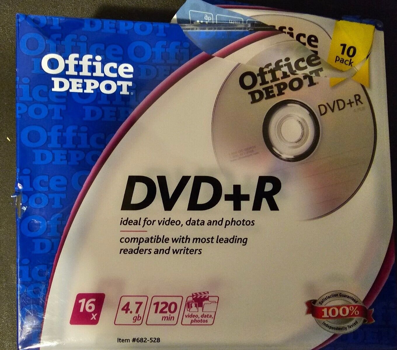 Office Depot DVD+R 16x 120min 4.7gb, 10-PACK w/Slim Jewel Cases, NEW ...