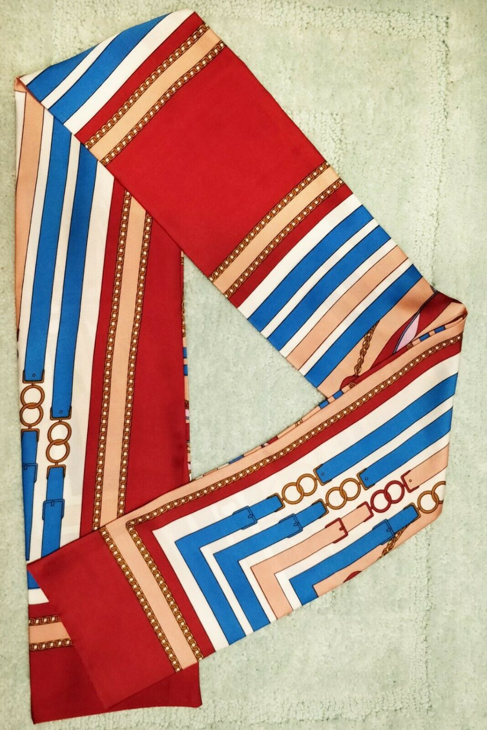 Large Red Shapes Retro Stylish Silky Scarf Handbag Purse Wrap Hand made