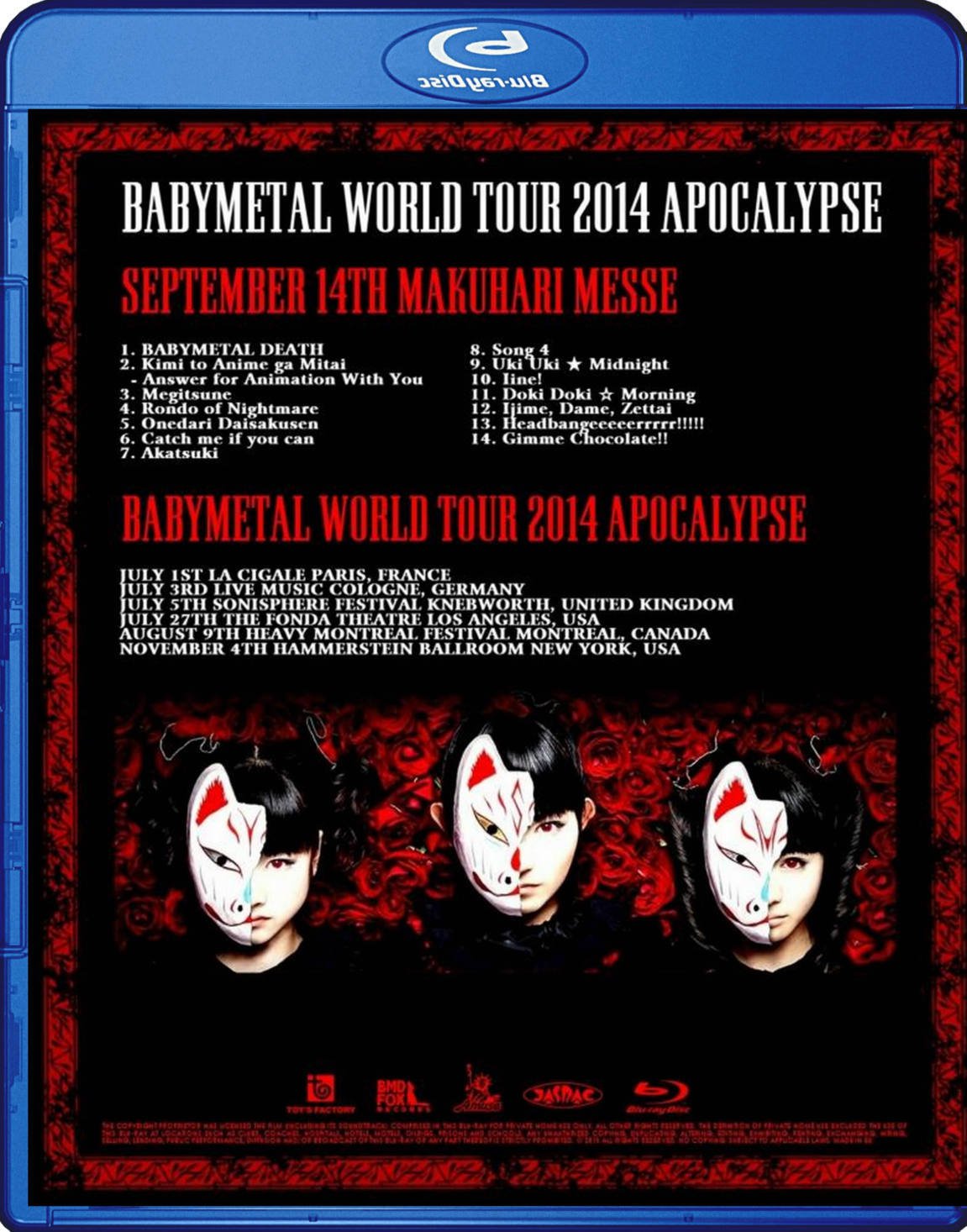 Babymetal World Tour 2014 Apocalypse Blu-Ray