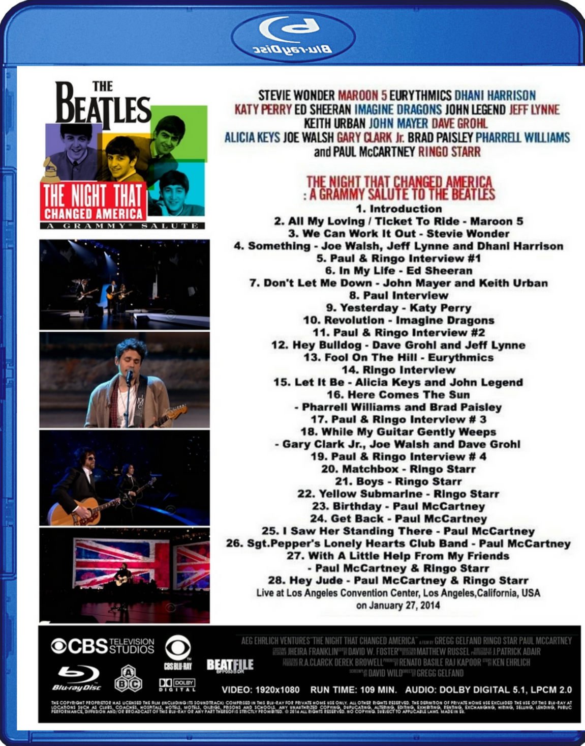 The Beatles The Night That Changed America A Grammy Salute Blu-Ray