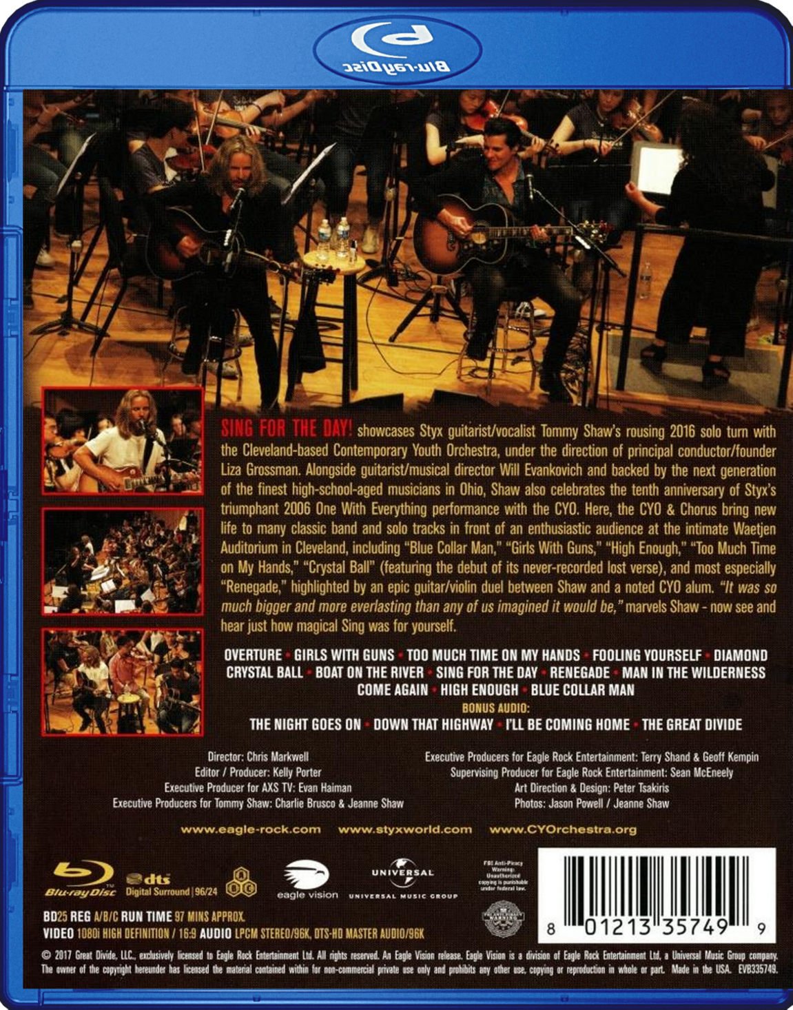 Tommy Shaw Sing For The Day! Blu-Ray Styx