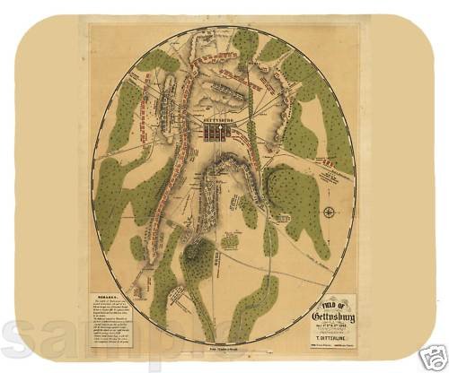 mouse pad GETTYSBURG BATTLE MAP pickett's charge