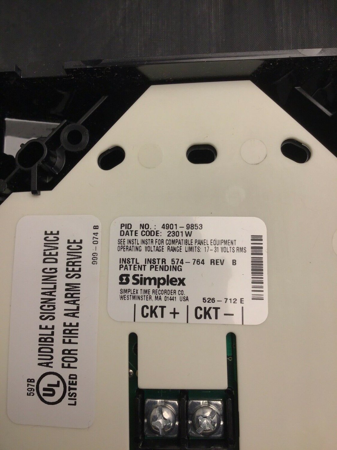 Simplex 4901-9853 Truealert White Horn Assy