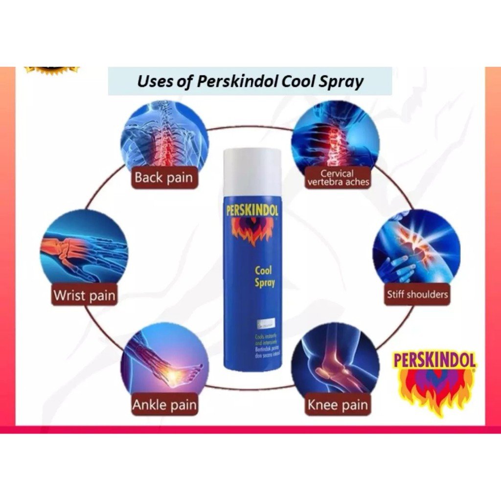2 x 250ml PERSKINDOL Cool Spray Muscle Pain Instant Intense Cooling ...