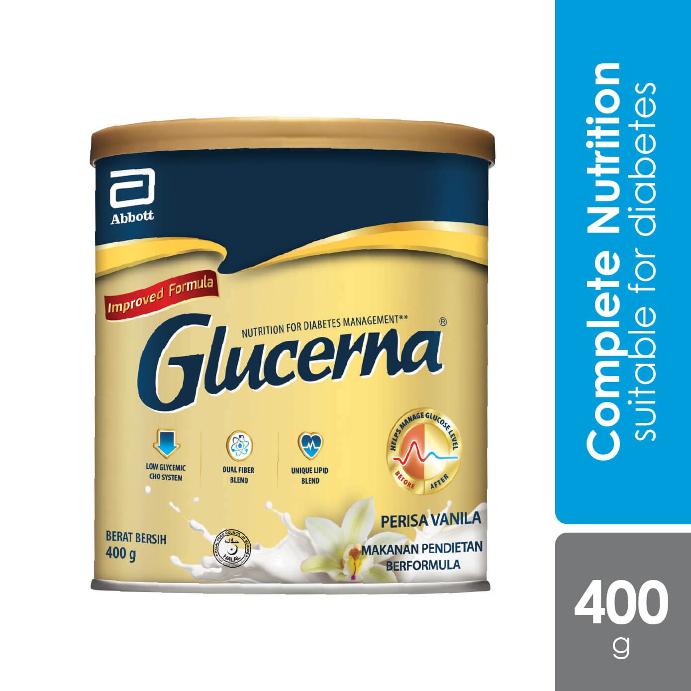 Glucerna Triple Care Diabetic Milk Powder Vanilla 400g DHL EXPRESS SHIPPING