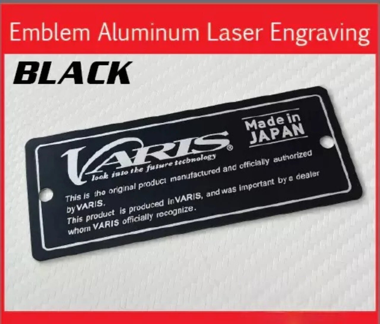 Varis Emblem Aluminum Laser Engraving Emblem JDM