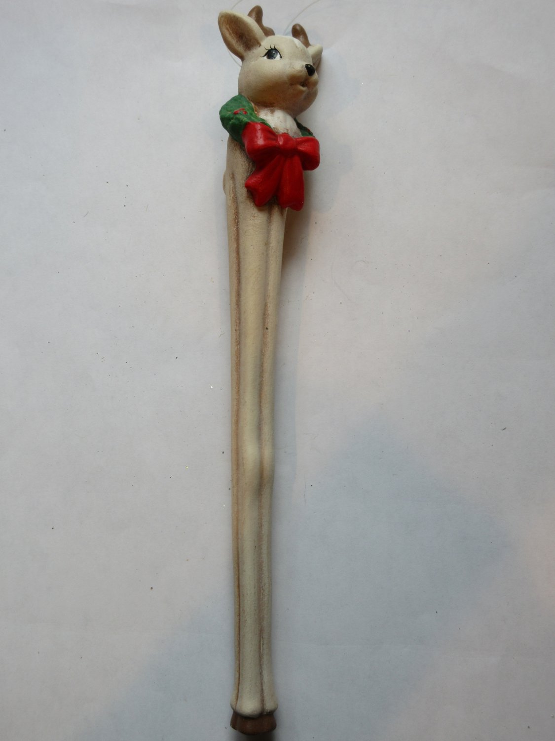 VINTAGE REINDEER LONG LEGS CERAMIC ICICLE DANGLE CHRISTMAS ORNAMENT