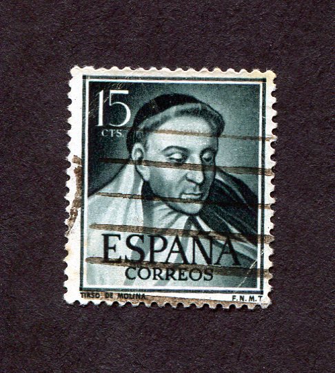 Spain Postage Stamp 1953 Scott# ES 773A Used 15 CTS Tirso of Molina E