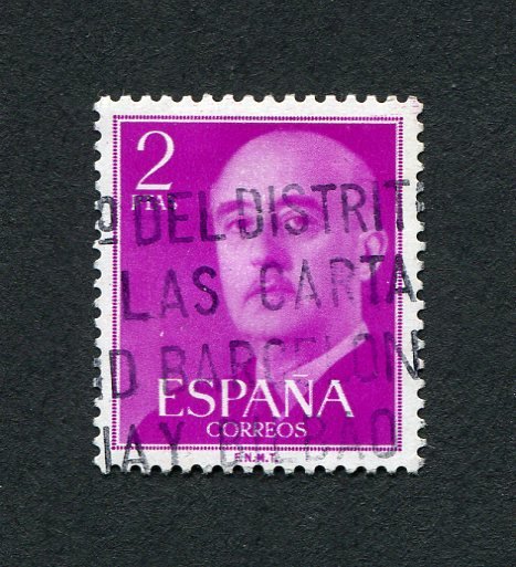 Spain Postage Stamp 1956 Scott# ES 830 Used 2 Pta Franco, General CC