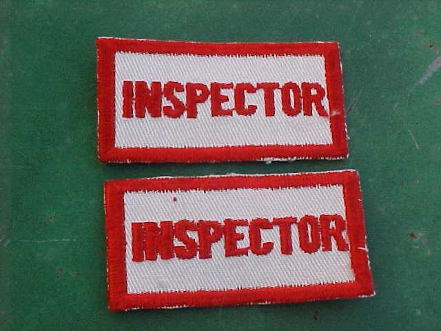 1960s Vintage INSPECTOR Uniform Patches (2) Old School Must Be Sewn On!
